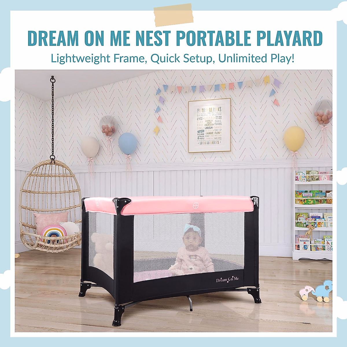 Dream On Me Nest Portable Play Yard in Onyx