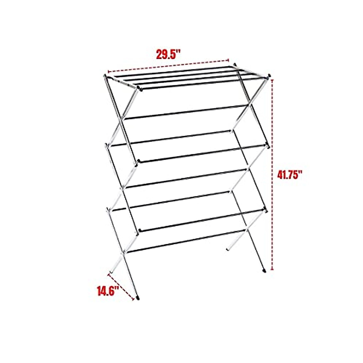 Displays By Jack Portable Collapsible Clothing Dry Rack, Retractable Drying Rack for Clothes, Lingerie, Towels, Linens, Laundry Home Apartment, Metal Chrome Finish