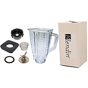 Blendin Replacement 40 Ounce -5 Cup- Square Top Plastic Blender Jar Set, Blender Cup Compatible with Oster and Osterizer Blenders, Complete Replacement Part Refresh Kit
