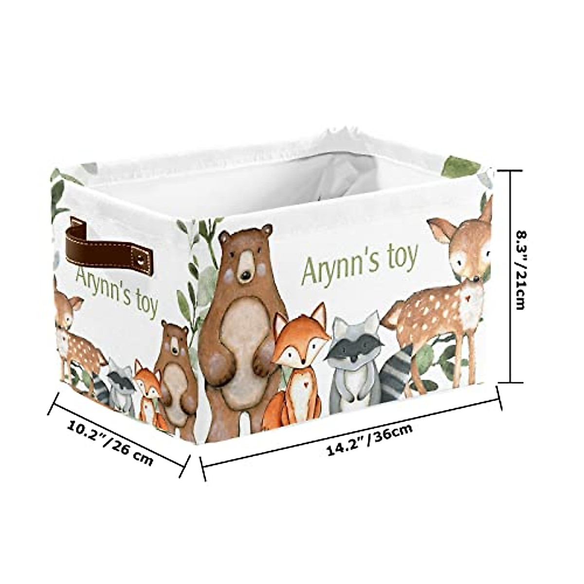 Joyestore Floral Forest Animal Bear Deer Personalized Storage Bins ,Baskets Cubes Organizer with Handle for Shelves Closet Nursery Toy 1 Pack