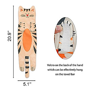 Dancenser Cute Cat Hand Towel, Cat Gifts for Cat Lovers, Cat Decor for Home, Funny Kitchen Bathroom Towels, Cute Cat Decorative Hanging Washclothes Face Towels, 20.9x5.1in