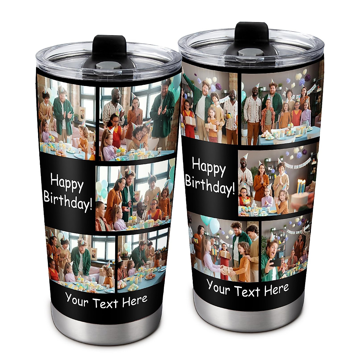 Personalized Travel Coffee Tumbler, Custom 20oz Insulated Stainless Steel Travel Tumbler with Lids, 20oz Custom Tumblers with Photos and Texts, Birthday Gifts for Men,Women,Friends