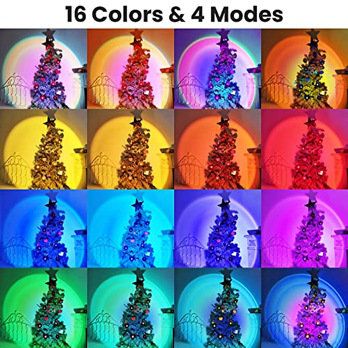 Maiqufa Sunset Lamp Projection APP & Remote Control, Sunset Light Projector 16 Colors Rainbow Night Light 180 Degree Rotation Sunset Projection for Room Deco Christmas Gift