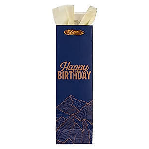 WITH LOVE Wine Gift Bag - Single Bottle Paper Bag with Tissue Paper and Handles, for Birthday Party, Hostess Thank You, Valentine's Day, Christmas, Thanksgiving