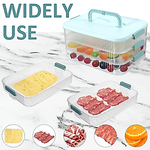 MAQUITA Deli Meat Container for Fridge, 3 Layer Lunch Meat Container for Refrigerator Ham and Deli Meat and Cheese Containers Bacon Storage Container with Tongs