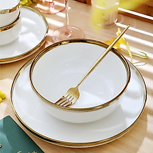 KeyChefLAB 7.5-Inch Porcelain Ceramic Bowls for Kitchen, White Serving Bowls for Pasta Salad Ramen Noodle Poke Soup Ice Cream Cereal Bowl (Bowls Set of 3)