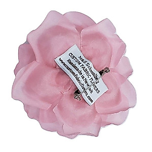 M&S Schmalberg Silk Rose Fabric Flower Pin Brooch - Hand-made in New York's Garment Center (American Made) (Pink Silk)