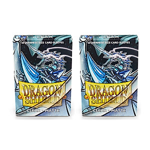 Dragon Shield Bundle: 2 Packs of 60 Count Japanese Size Mini Matte Card Sleeves - Matte Clear