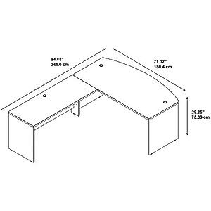 Bush Business Furniture Series C Elite 72W x 36D Bowfront Desk Shell with 60W Return in Mocha Cherry