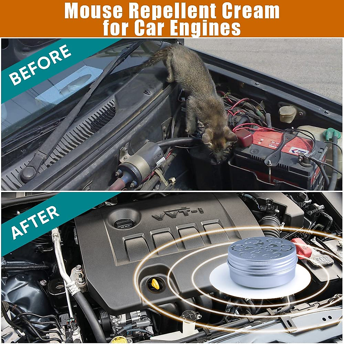 SEEKBIT 2 Pack Rodent Repellent Cream for Car Engines to Keep Mice Out, Mouse Repellent Deterrent Peppermint Oil to Repelling Mice and Rats, Rat Repellent Perfect for Home Garages RV Closets Trucks