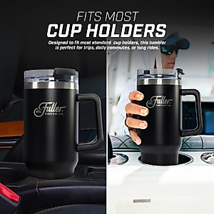 Fuller Brush Stainless Steel Tumbler with Handle - 40 oz. – Lead & BPA-Free - Double-Wall Insulated Travel Mug – Keeps Drinks Hot or Cold for Hours – Spill-Resistant Lid & Straw (Charcoal Gray)