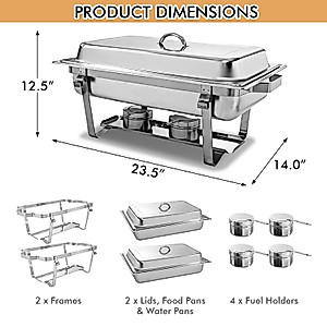 Happygrill 2 Pack Chafing Dish 9 Quart Chafing Dish High Grade Stainless Steel Chafer Dish Set