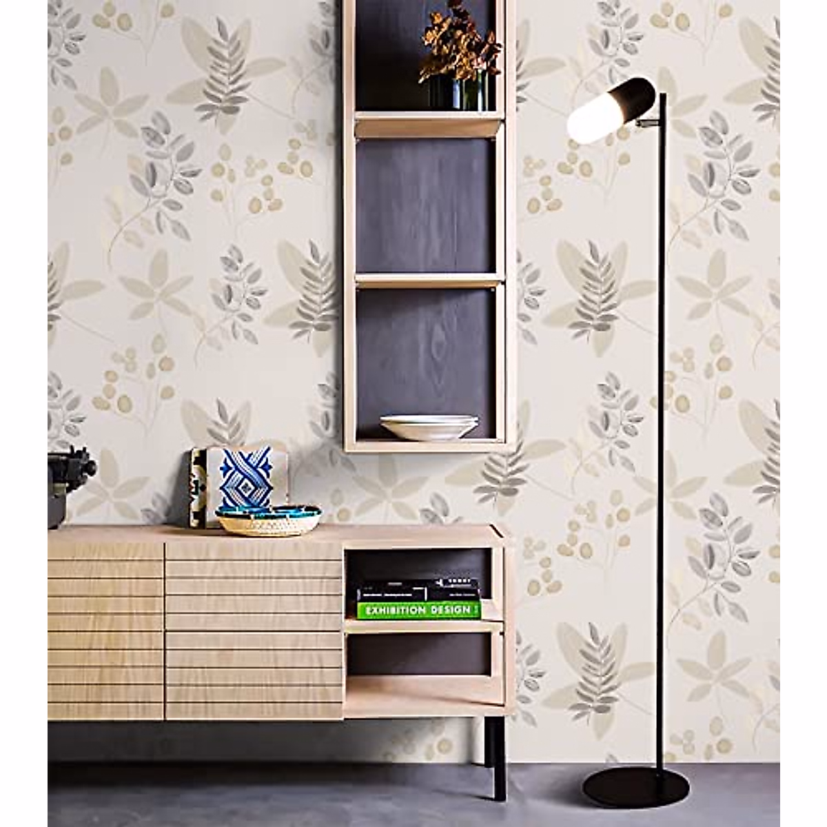 KAMTAIVOY 17.3in x 78.7in Peel and Stick Wallpaper Beige White Floral Contact Paper Removable Self-Adhesive Waterproof Flower Wallpaper Wall Mural Decoration for Bedroom Living Room