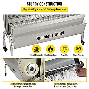 VEVOR Rotisserie Grill 132lbs Capacity, 50 Inch Stainless Steel Pig Lamb Spit Grill Roaster, with 40W Motor & Adjustable Height Lockable Casters & Baffle for Outdoor Camping Party Campfire Barbecue