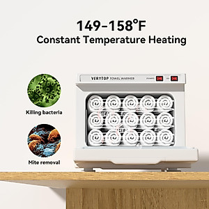 VERYTOP Hot Towel Warmer for Spa, 8.5L Small Towel Warmer Professional Mini Towel Warmer 2-in-1 Towel Heater for Facials, Towel Warmer Cabinet for Beauty Salon and Spa.(8.5L-White)