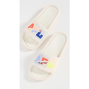 APL: Athletic Propulsion Labs Women's Big Logo Techloom Slides, Prstine/Neon/Blocked, Off White, 8 Medium US