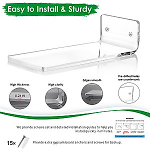 BEZONO Shoe Floating Display Shelves Wall Mount Set of 5 - Sturdy Acrylic Levitating Sneakers Shelves - Easy to Install, Display Your Top Shoes…