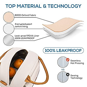 TOURIT Womens Lunch Bag Insulated Lunch Box Cute Lunch Bags for Women, Work, Picnic, Beige