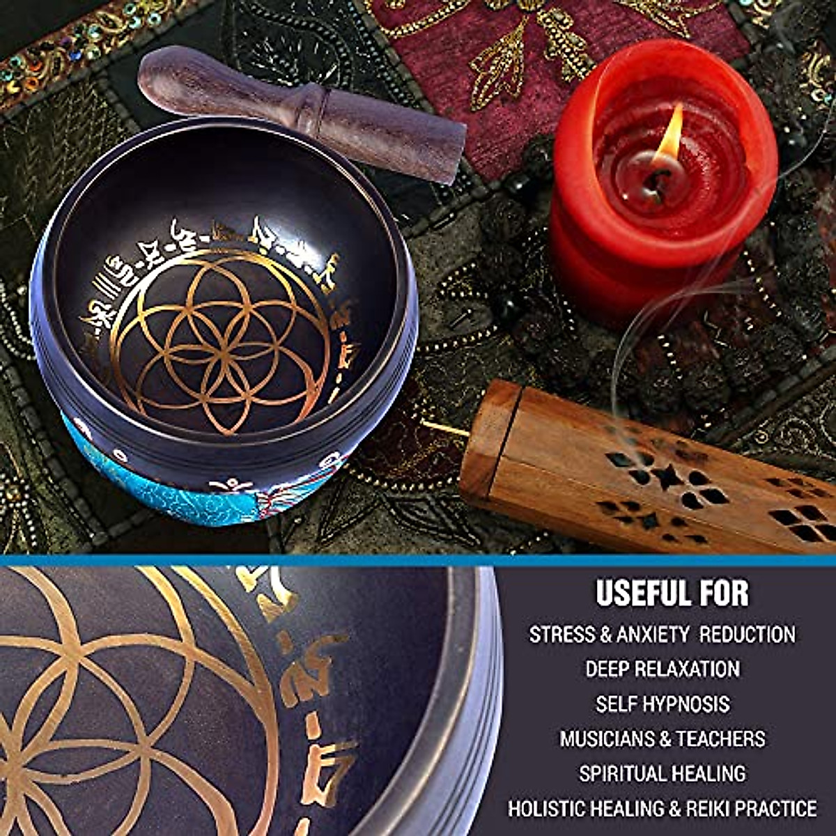 Tibetan Singing Bowl Set Bronze - Master Healing Grade - Authentic Handcrafted Sound Bowl by Himalayan Bazaar