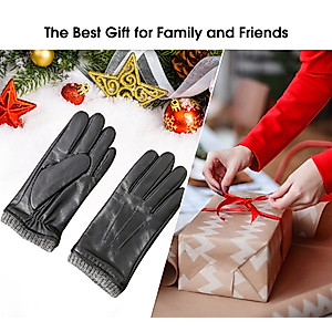 isilila Italian Sheepskin Leather Gloves for Men, Winter Warm Fleece Lined Touch Screen Driving Gloves