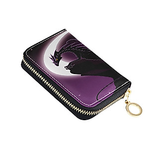 Dragon Grey Credit Card Coin wallet, RFID Blocking Compact Women Leather Card Holder, Key Change Organizer, Zipper Purse Clutch Pouch Pocket