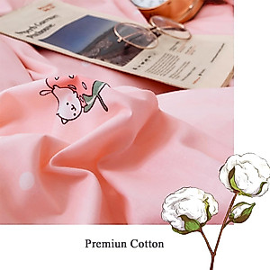 VM VOUGEMARKET Pink Strawberry Duvet Cover Queen Cute Teen Girls Kawaii Fruit Bedding Set with Zipper,Reversible Stripes Duvet Cover Set no Filling