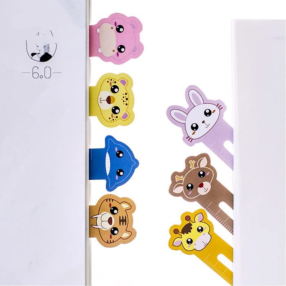 Aufruh 30Pieces Cute Animals Bookmarks Funny Cartoon Page Markers for Students Readers Bear Lion Tiger Cat Monkey Elephant Rabbit Giraffe