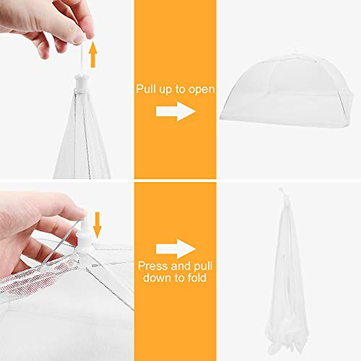 Pop-Up Mesh Screen Food Cover Tent Umbrella, SPANLA 8 Pack Food Cover Net for Outdoors, Screen Tents, Parties Picnics, BBQs, Reusable and Collapsible Reusable and Collapsible,17 Inches