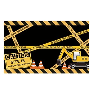 Allenjoy Under Construction Site Banner Backdrop for Boys Birthday Party Dump Truck Digger Zone Photography Decoration Supplies Construction Scene Photo Background Supplies