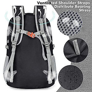 ZOMAKE Lightweight Packable Backpack 30L - Foldable Hiking Backpacks Water Resistant Compact Folding Daypack for Travel(Black)