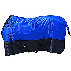 DWJ Horse Turnout Blanket, 600D Waterproof Turnout Miniature Tear-Proof Horse Winter Rug Blue