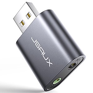 USB Audio Adapter, JSAUX USB to Audio Jack Sound Card Adapter with 3.5mm TRRS Headphone and Microphone External USB Sound Card Compatible with Laptop, Desktops, Windows, MAC, Linux, PC, PS5, PS4