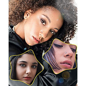 MeIighting Nose Rings 20G Moon Nose Studs Stainless Steel 316L Sun Nose Piercing Jewelry L Shaped for Women Men Body Piercing Jewelry