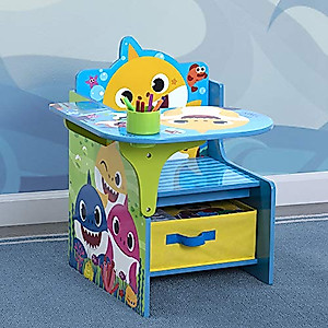 Delta Children Chair Desk with Storage Bin + Design and Store 6 Bin Toy Storage Organizer, Baby Shark (Bundle)