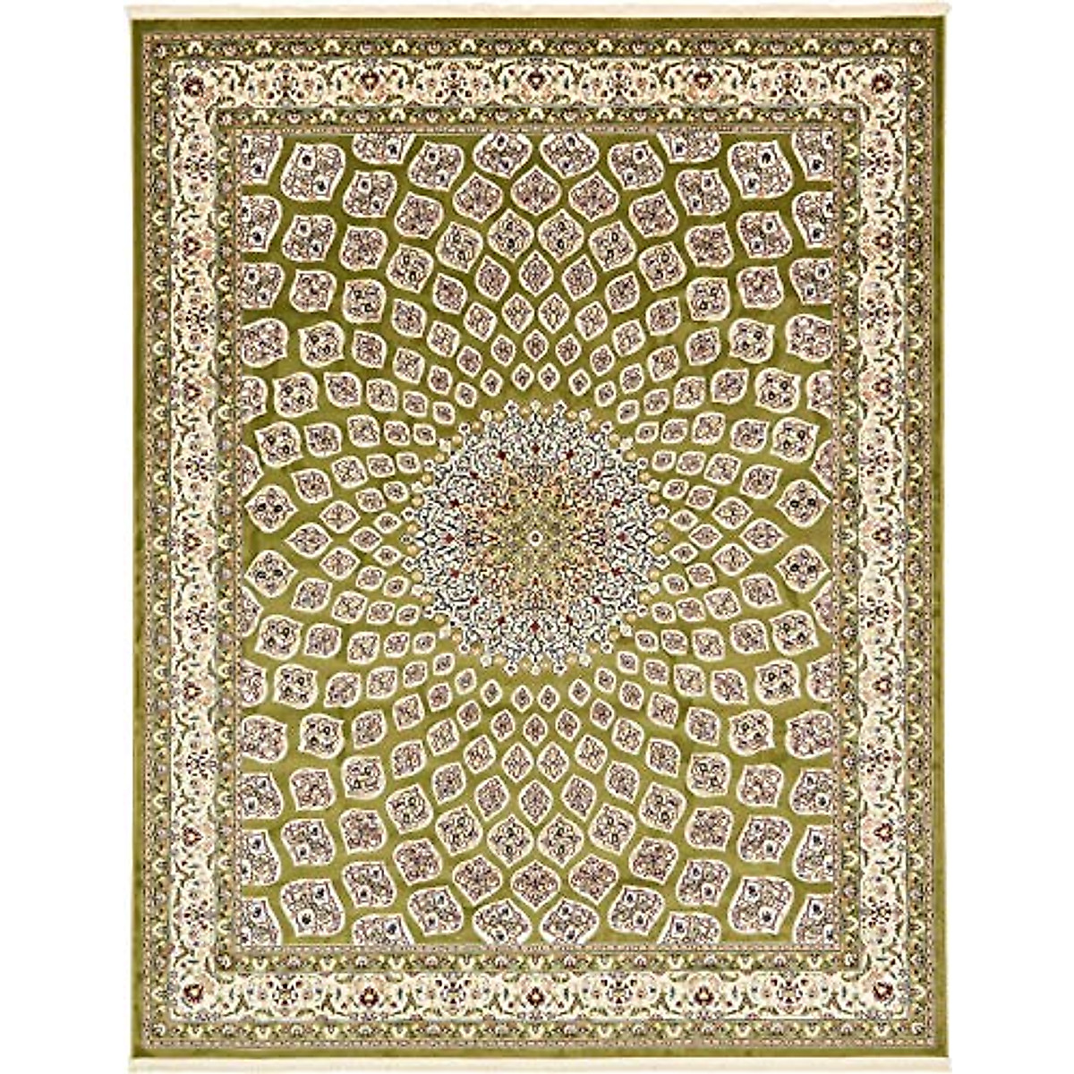 Unique Loom Narenj Collection Classic Traditional Textured Medallion Pattern Design Area Rug, 8' x 10' Rectangle, Green/Blue