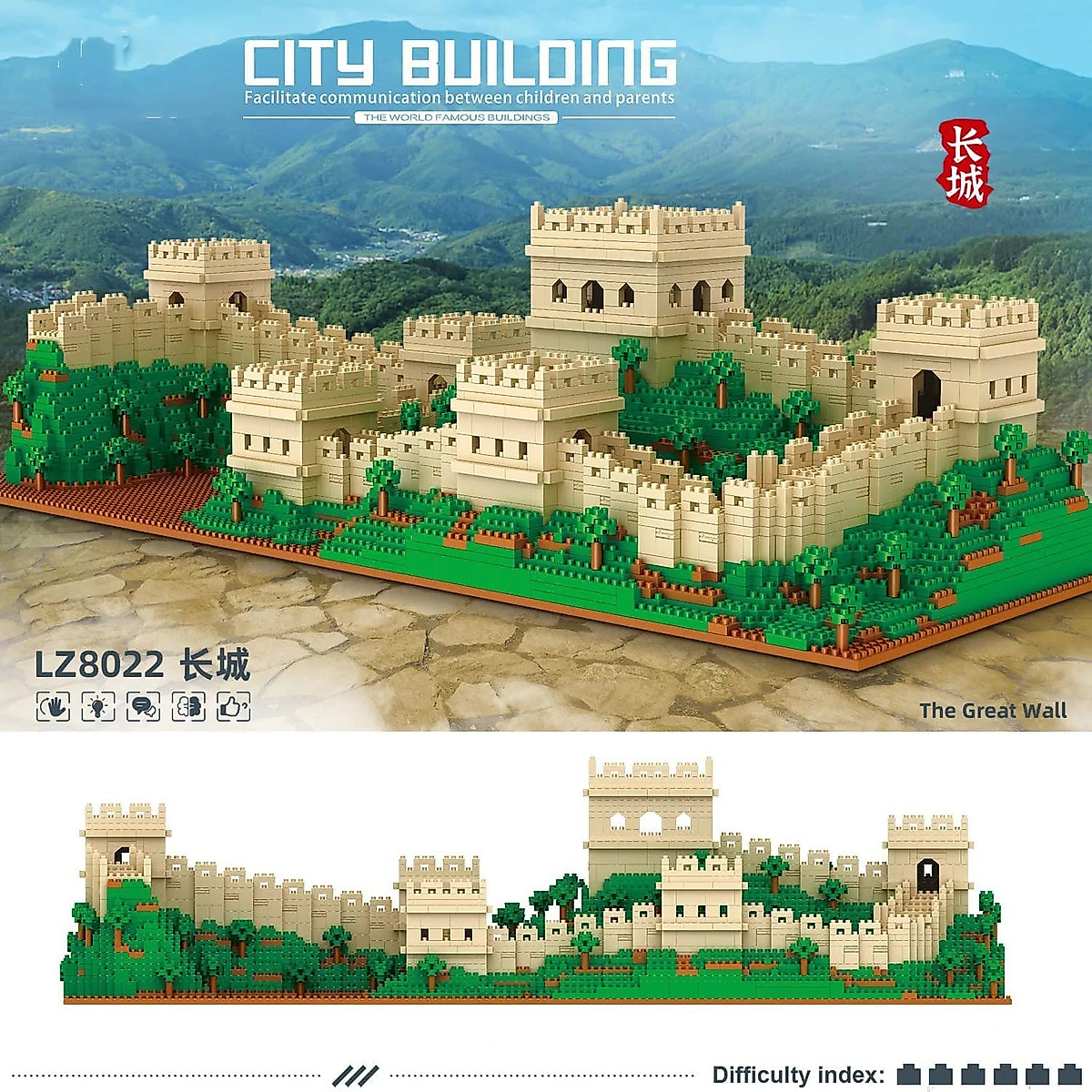 NBK The Great Wall of China Building Blocks, Chinese Ancient Architecture 4114 Pcs Micro Blocks Building Sets Toys Collection Gift for Kids Adults