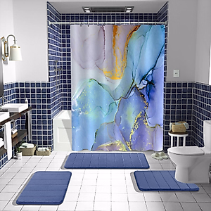 Yimobra Memory Foam Bath Mat Large Size, 31.5 x 19.8, Super Soft Non-Slip Bathroom Rug, Water Absorption, Machine Wash, Thick, Comfortable, Easier to Dry for Bathroom Mat, Tub and Shower, Navy Blue