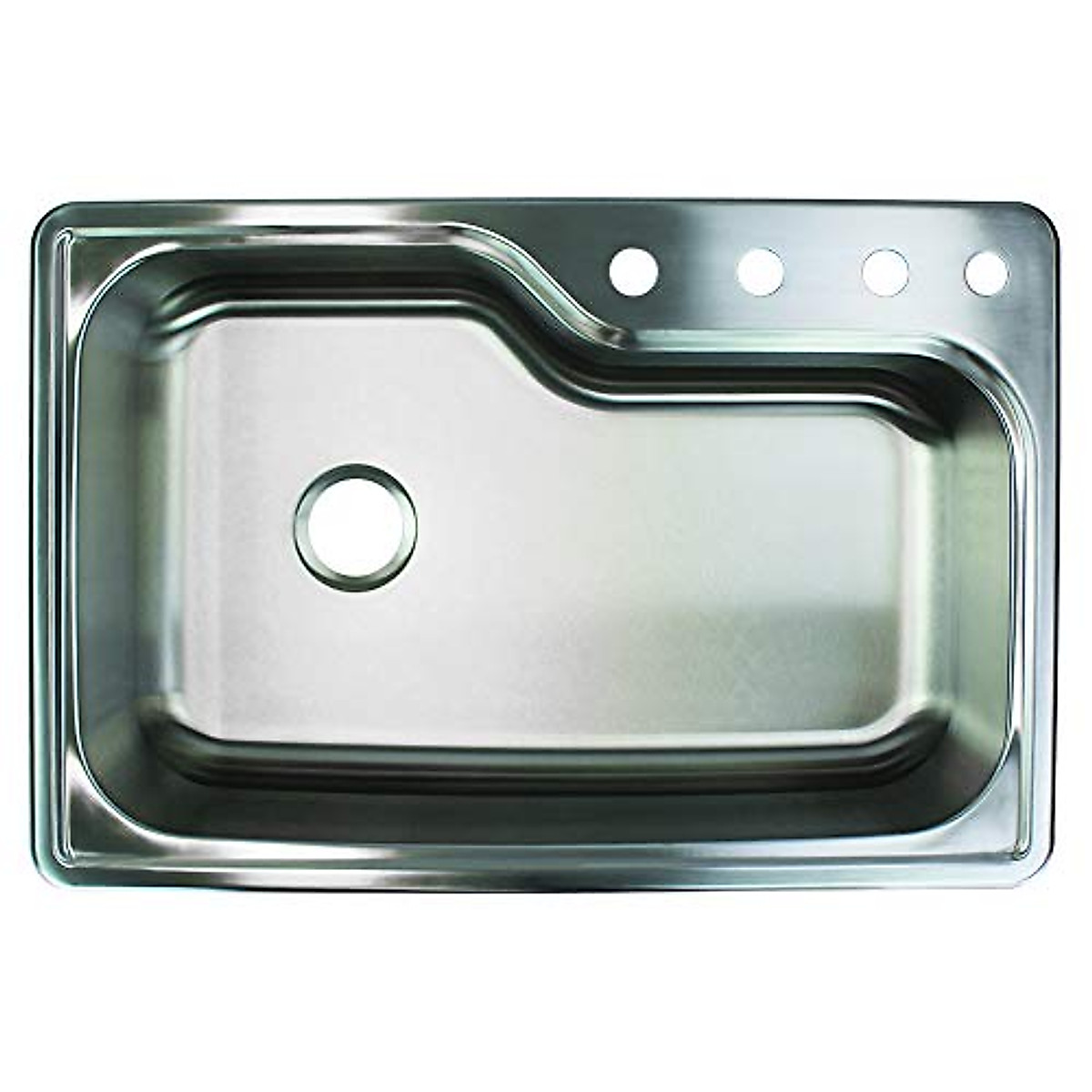Transolid MTSO33229-1 Meridian Stainless Steel 1-Hole Drop-In Single Bowl Kitchen Sink, 22 1/64"L x 33"W x 9"H, Brushed Stainless Steel