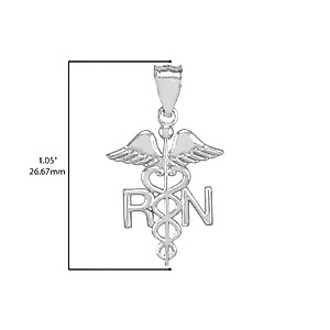 925 Sterling Silver Caduceus RN Charm Registered Nurse Pendant
