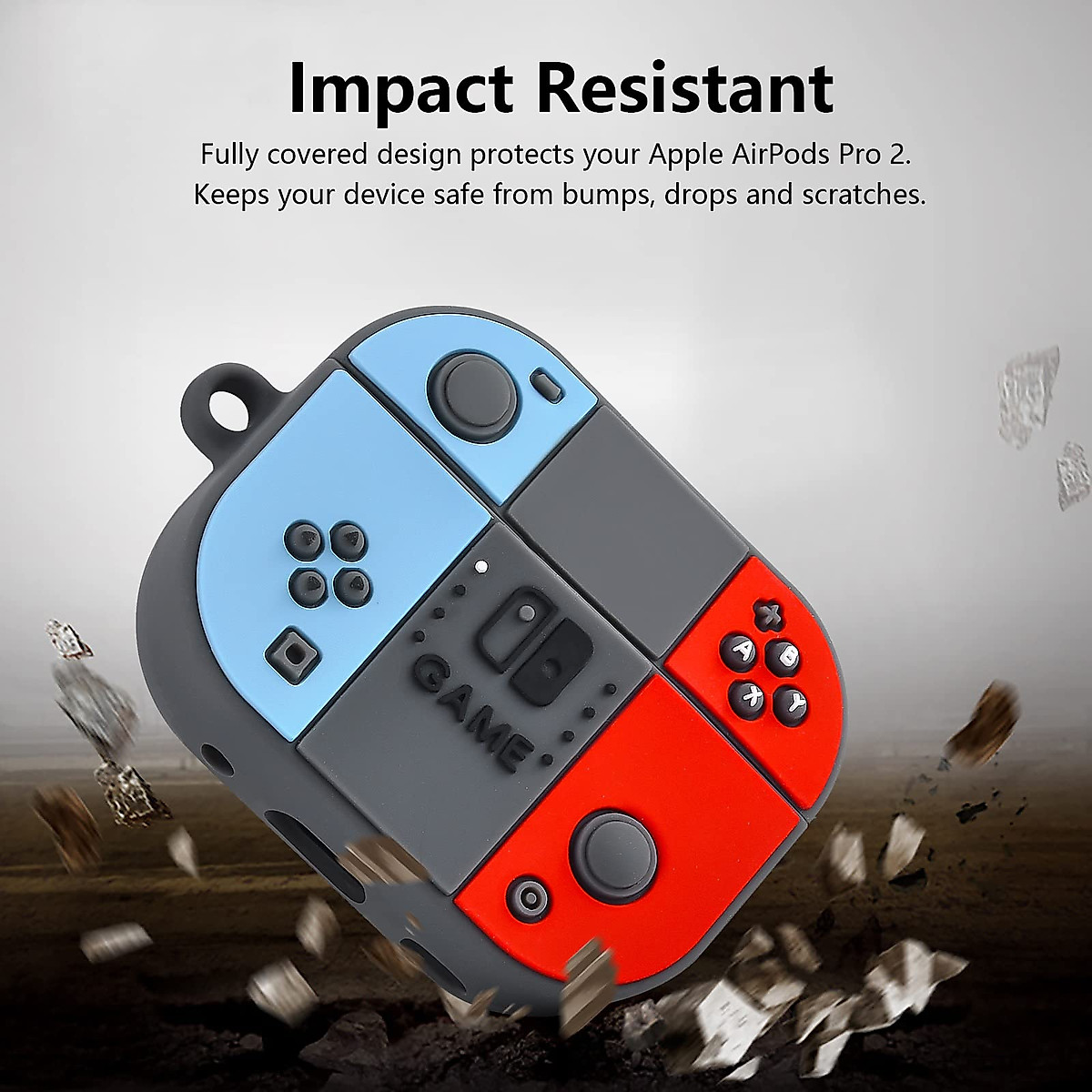 QINGQING Airpods Pro 2nd/1st Generation Case 2022 Switch Case for Apple Airpods Pro 2 Case Cover Men Kids Teens Boys Wireless Charging Case with Keychain Accessories