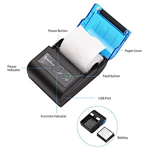 YEEHOU Mini Thermal Printer 2" Wireless Bluetooth USB Receipt Bill Ticket Printer B5Q5