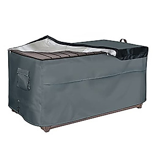 DUSTYPROTE Patio Storage Box Covers, Quick Open Outdoor Deck Boxs Top with Zipper and Pockets Garden Deck Box Covers Waterproof,Storage Container Covers(Gray,52x30x25in)