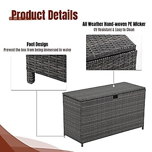 Yangming Outdoor Storage Box 120 Gallon Large Deck Boxes Waterproof Wicker Patio Bin for Pool Garden Cushion