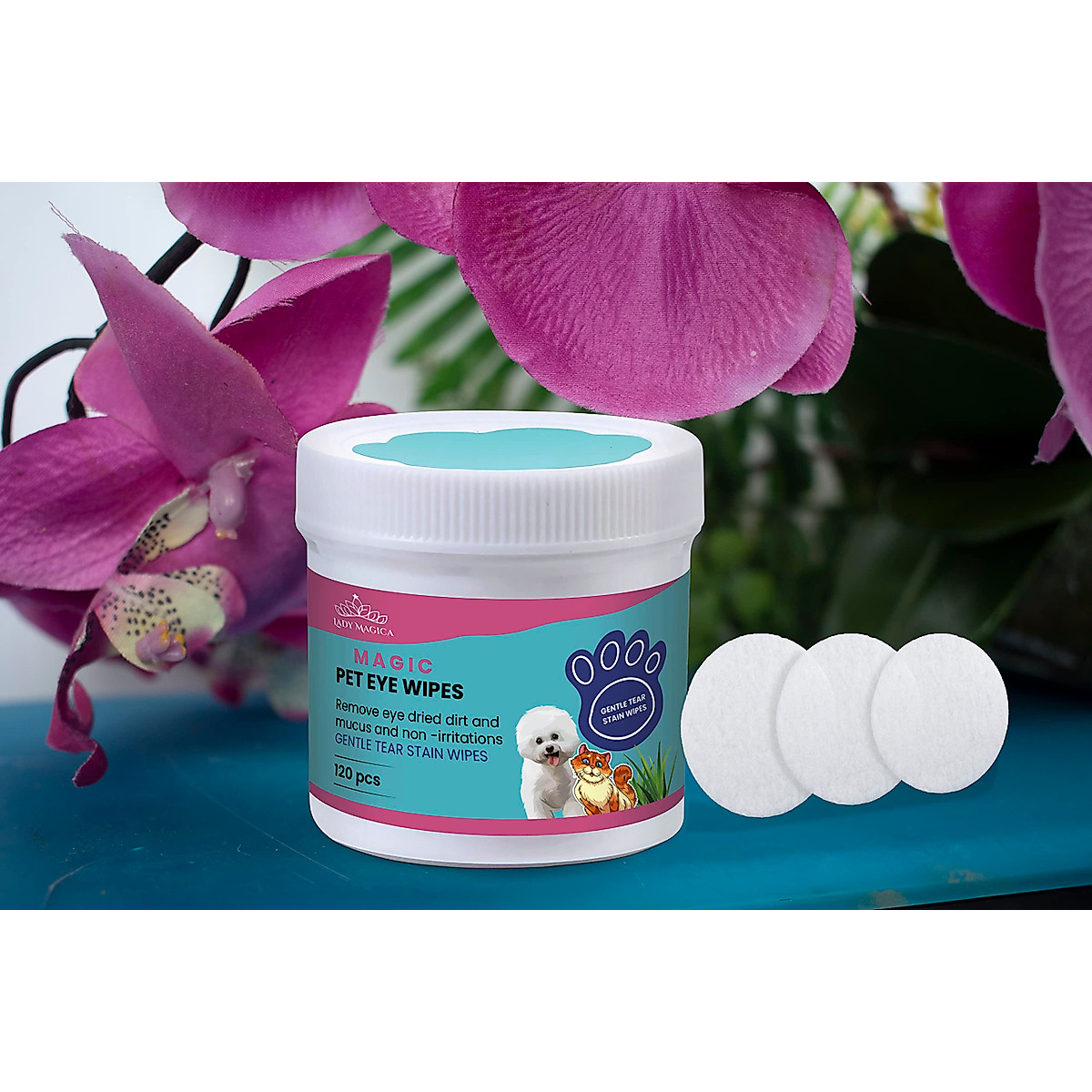 Pet Eye Wipes Aloe Vera, Moisturizer Presoaked Wash Pads for Dogs and Cats, Eye Cleaner Wipes, Gently Remove Tear Stain Mucus Irritations Itching, Reduce Cataract Natural Ingredients, Eye Care 120 pcs