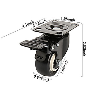 2" Swivel Caster Wheels with Safety Dual Locking and Polyurethane Foam No Noise Wheels, Heavy Duty - 150 Lbs Per Caster (Pack of 4)