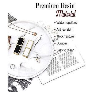 Shinowa Vanity Tray, Resin Bathroom Decorative Tray Catchall Organizer Jewelry Dish Tray for Bathroom Bedroom Counter-top Vanity Organization Vanity Table Jewelry Organizer, White Marble