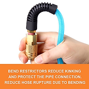 GASHER 1/4'' x 100FT Polyurethane Air Hose, Maximum Working Pressure 300PSI,Composed of Brass And Blue PU hose, Easy to Install