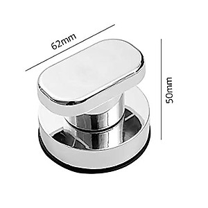 WANLIAN-Powerful Suction Cup Glass Mirror Door Handle, Refrigerator Drawer Bathroom Suction Cup Wall handrail, Bathtub Shower Handle Kitchen Drawer Cabinet Handle Suction Cup (Silver Trumpet)