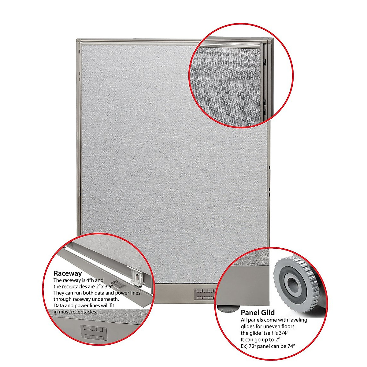 GOF Single Office Partition, Large Fabric Room Divider Panel, Custom Built Workstation 24" W x 72" H