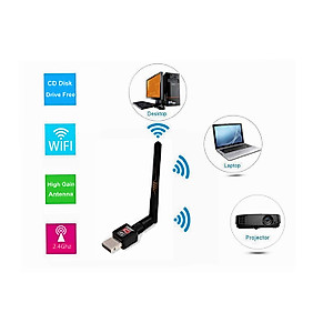 OSGEAR USB WiFi Adapter for PC 150Mbps Wireless Network Card Dongle 802.11N 2.4GHz with High Gain Antenna with Windows 10 8 7 XP Mac Linux Driver Support